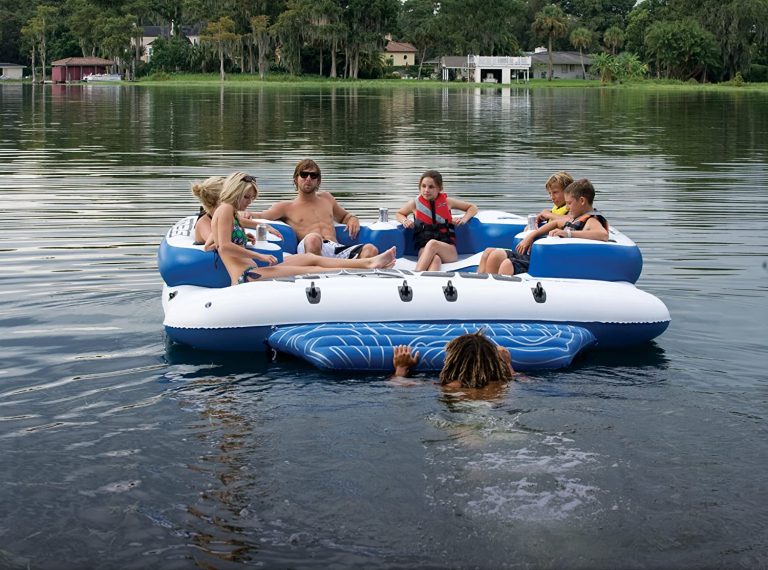 Sea-Doo 8 Person Inflatable Mega Island Lake Float W/ 4 Speaker Music ...